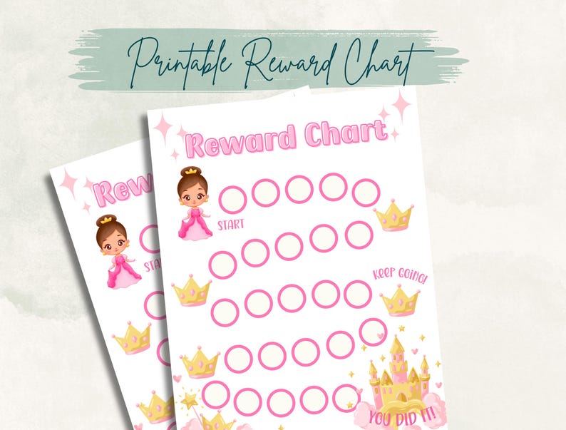 Princess Reward Chart for Kids, Printable Reward Chart, Behaviour Chart ...
