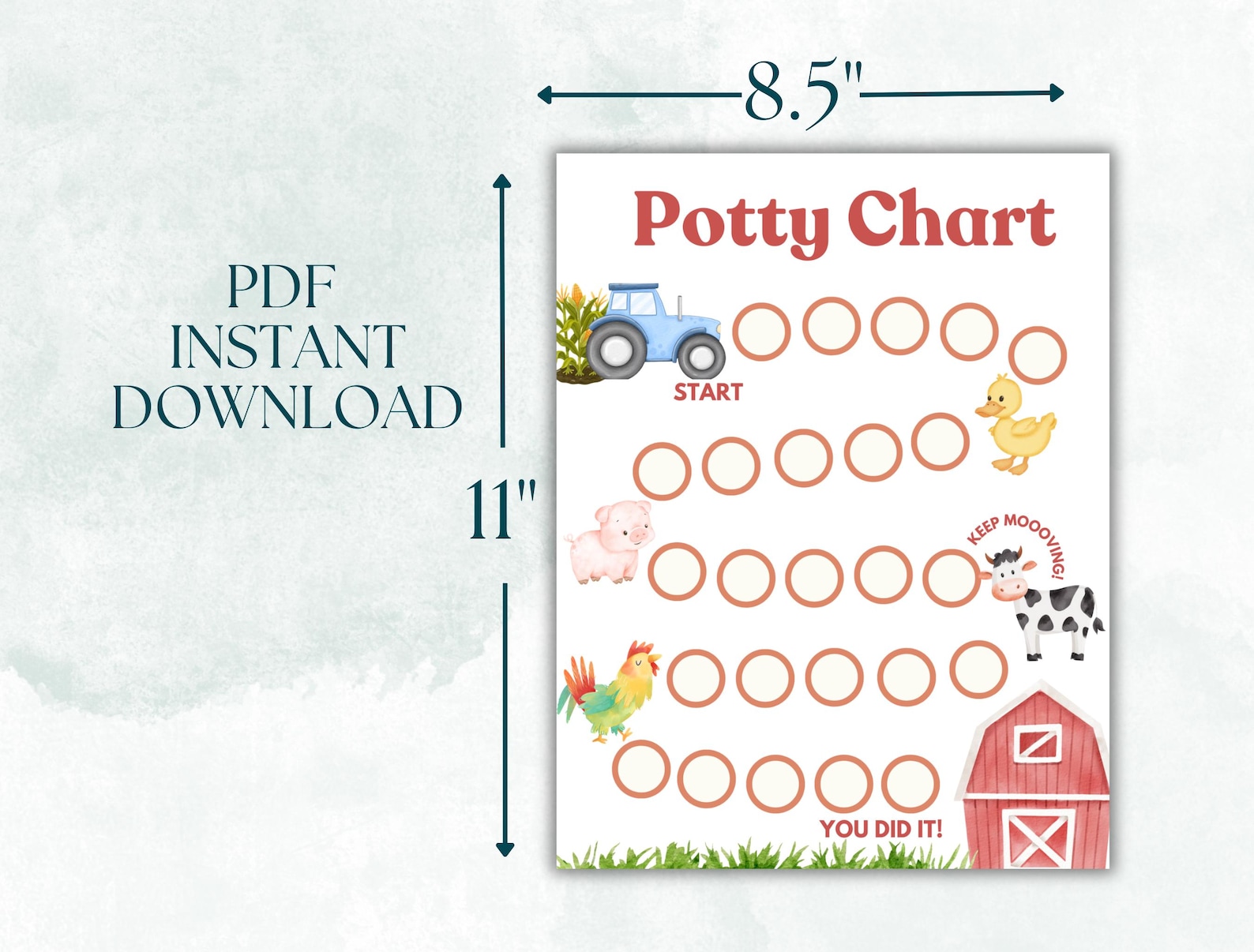 Farm Potty Chart, Reward Chart, Printable Potty Chart, Digital Potty ...