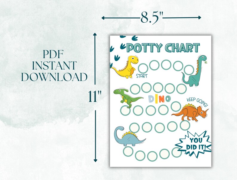 Dinosaur Potty Chart, Potty Training Chart, Sticker Chart, Potty ...