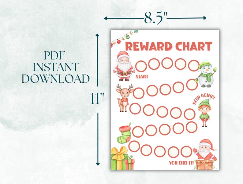 Christmas Reward Chart, Kids Chore Chart (printable Digital Download ...