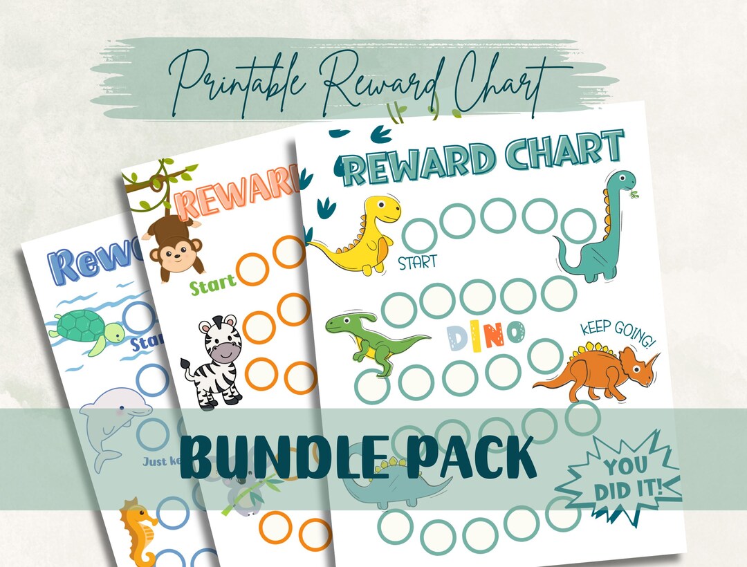 3 Pack Reward Chart Set for Kids, Printable Reward Chart, You Can Do It ...