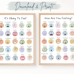 Emotions Chart Poster, Boho Kids Educational Chart, Feelings Chart ...