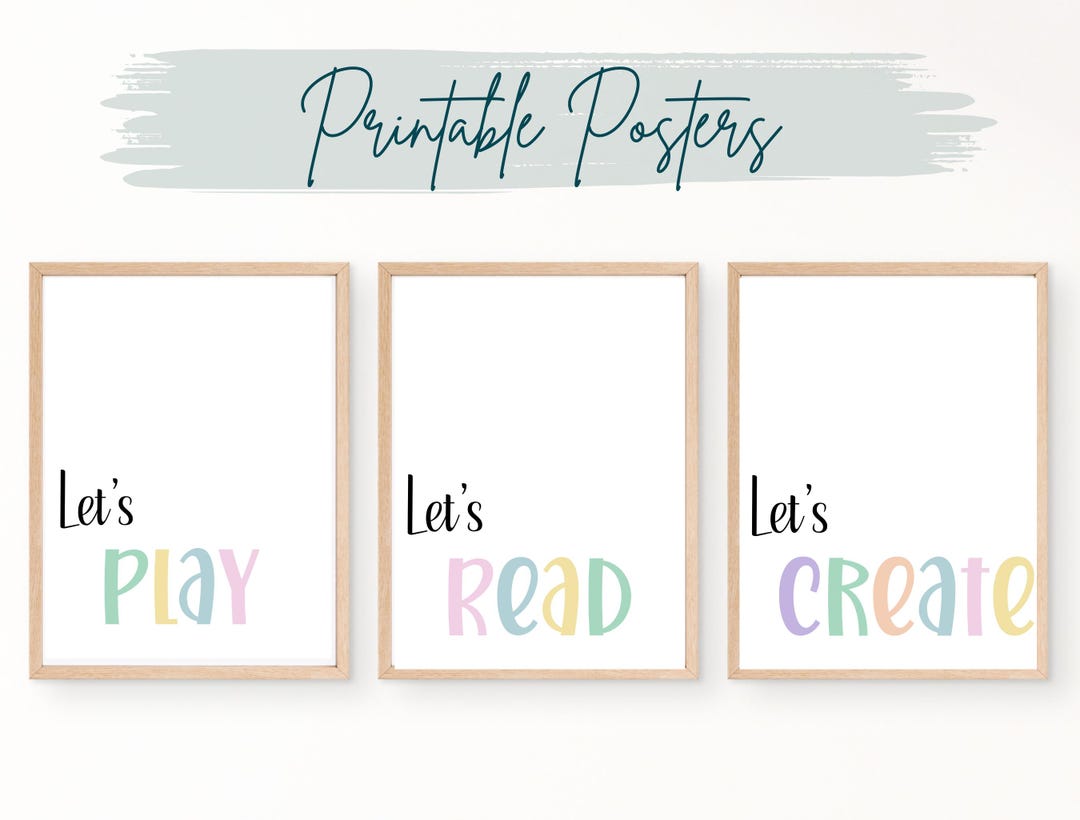 Printable Playroom Poster Set for Kids, Printable Playroom Wall Art ...