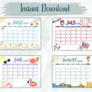 2025 Printable Calendar for Kids, Children's Calendars, Homeschool ...