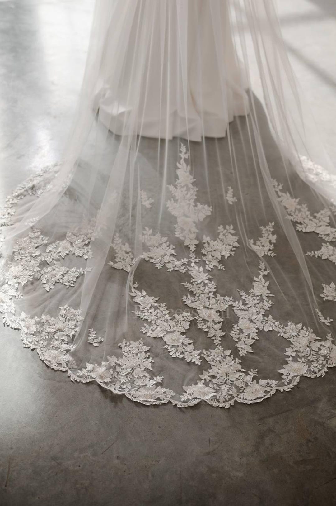 Chic Veil Lace Embroidered With Beads, Pearls and Crystals,cathedral ...
