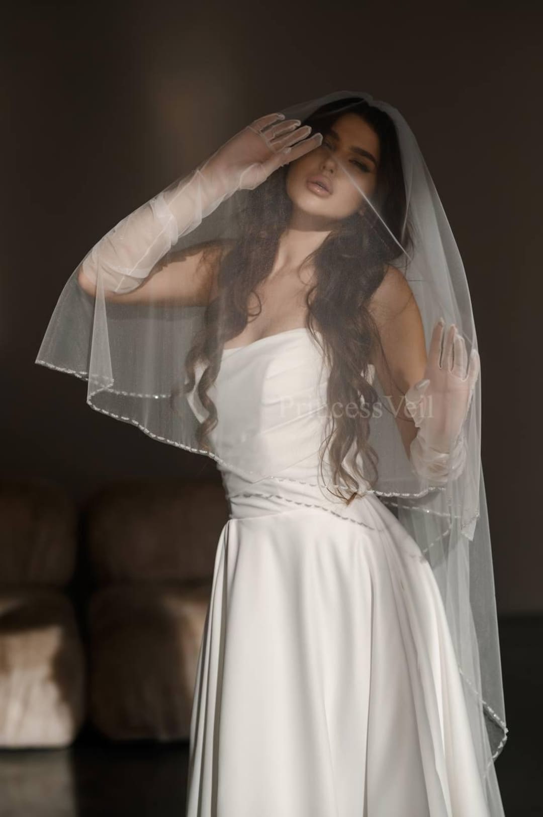 Swarovski Crystal Edge Veil,beaded Edge Bridal Veil, Wedding Veil With ...