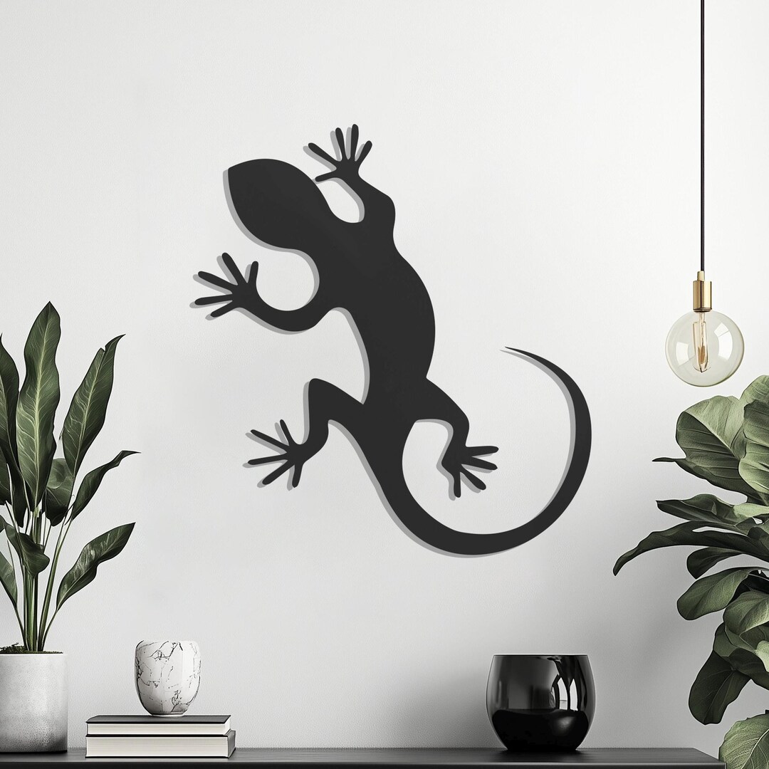 Modern Gecko Wall Decal Minimalist Lizard Silhouette Decor Boho Animal ...