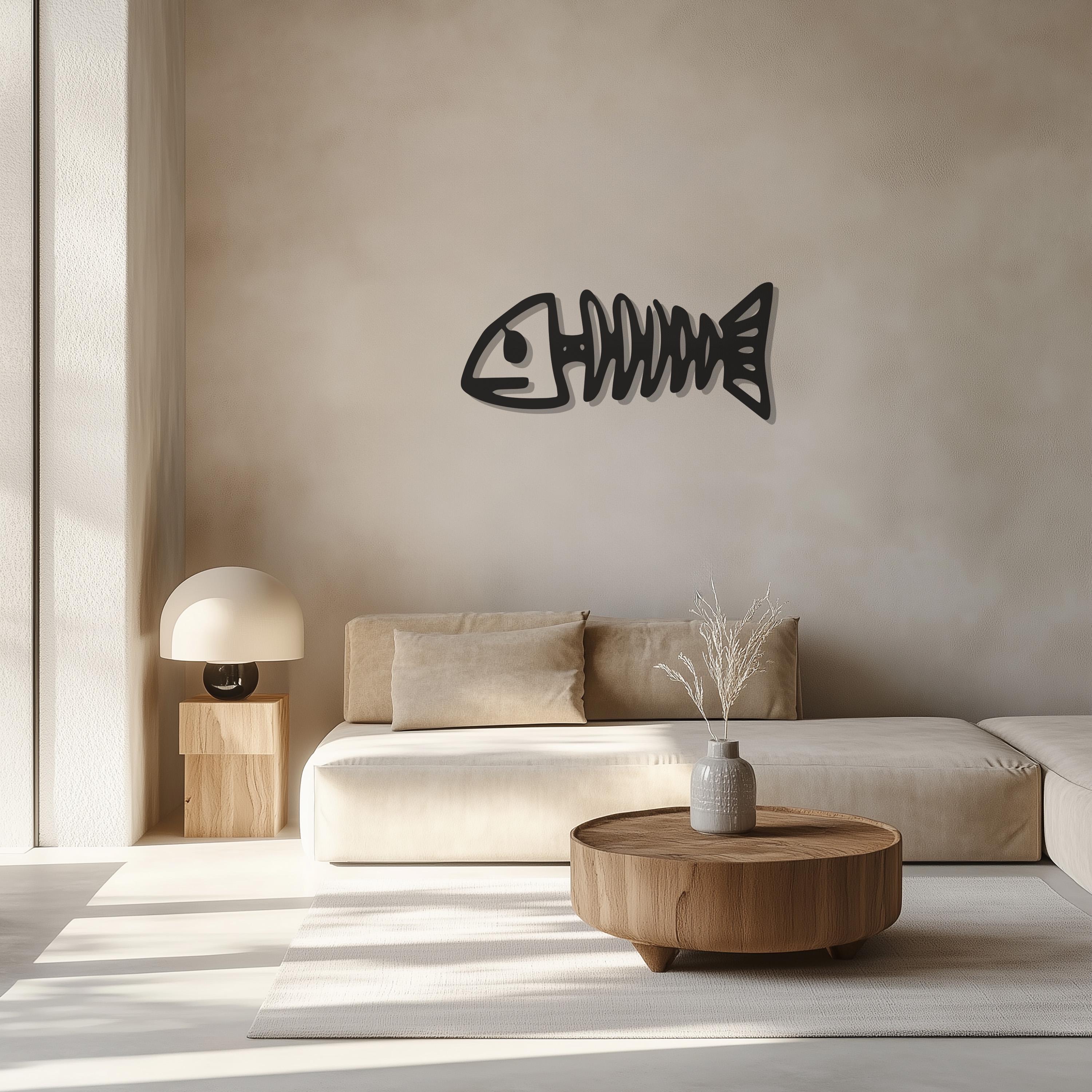 Fishbone Wall Art Minimalist Metal Fish Decor Modern Nautical Wall Art ...