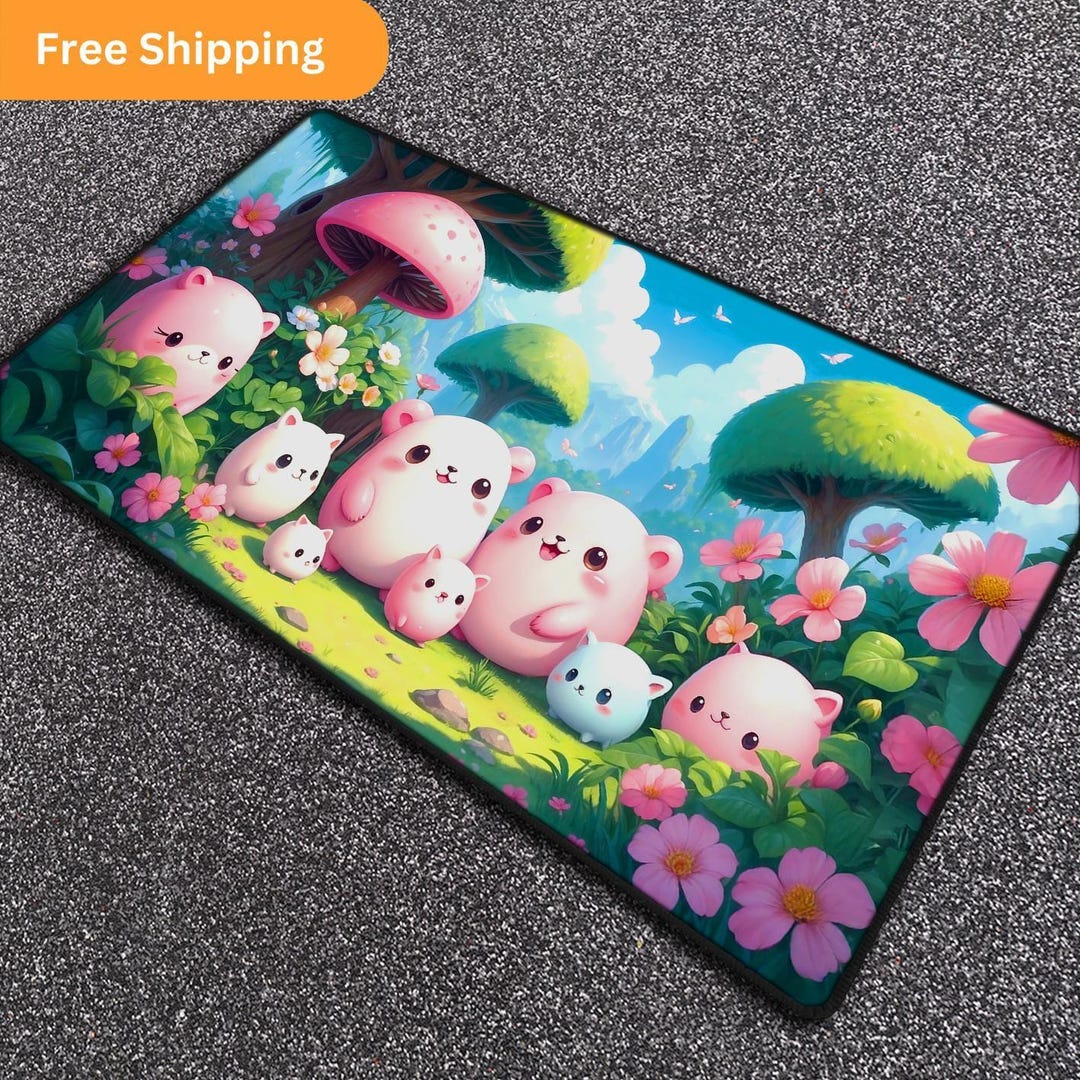 Cuddle Clan Kawaii Deskmat Playmat // Gift for Gamers // Cute Animals Deskmat // MTG Playmat ...