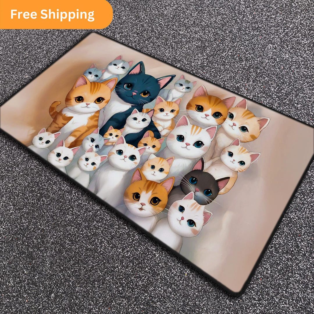 Vintage Cats Deskmat TCG Playmat // Gift for Gamers // Cute Animals ...