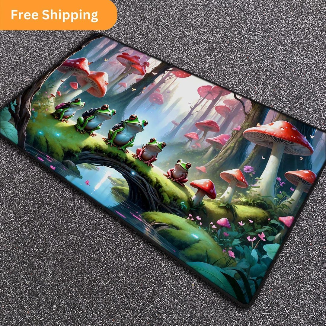 Mushroom Frogs Kawaii Deskmat // TCG Playmat // Gift for Gamers // Cute ...