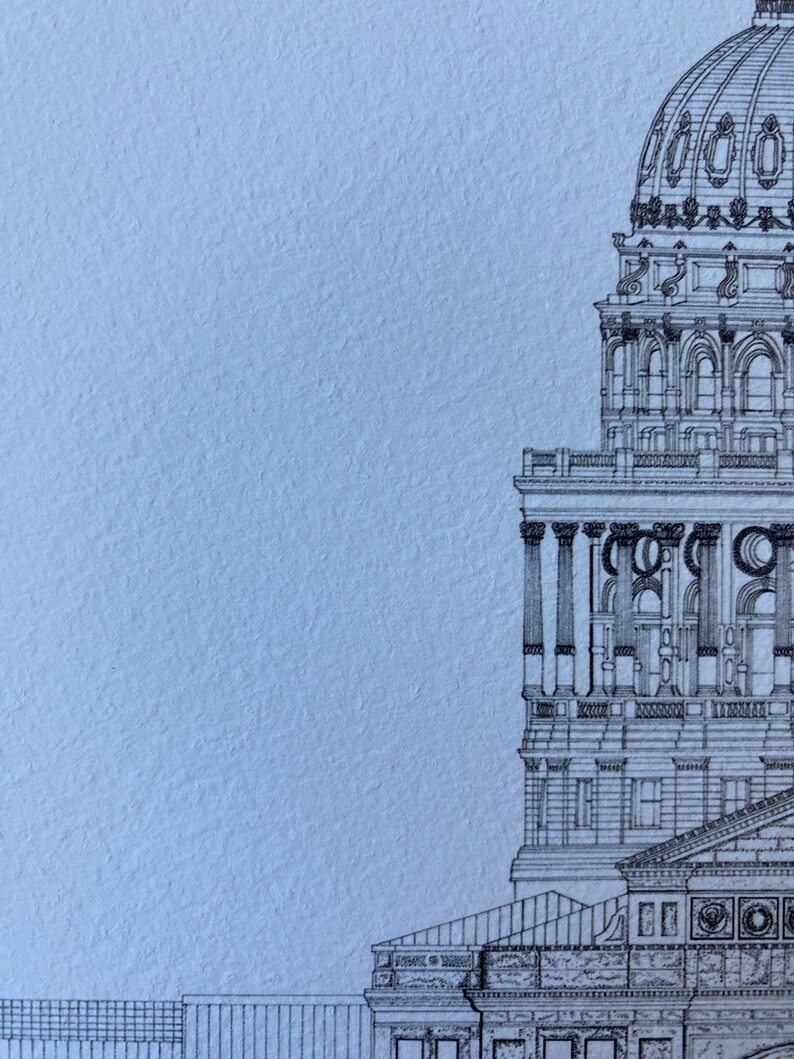 Texas State Capitol Architectural Drawing Original Print - Etsy