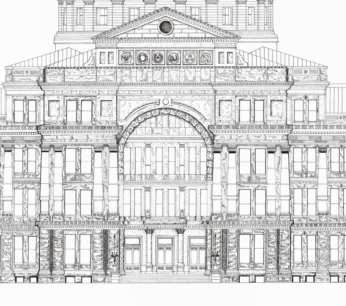 Texas State Capitol Architectural Drawing Original Print - Etsy