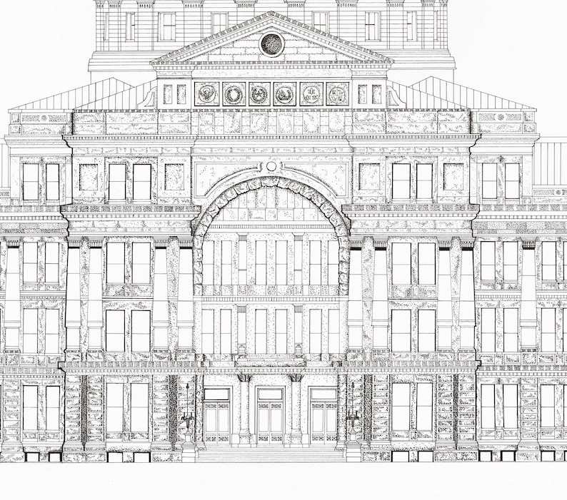 Texas State Capitol Architectural Drawing Original Print - Etsy