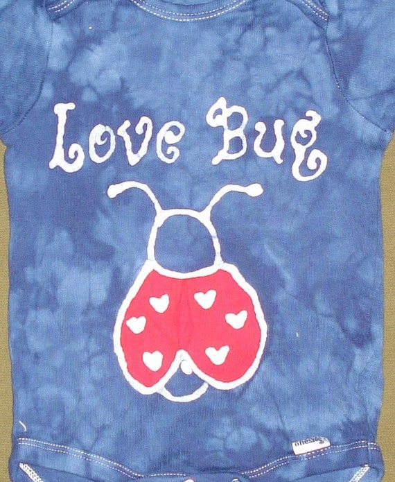 Items similar to Lady Bug Love Bug Baby Batik Onesie for Valentines Day ...