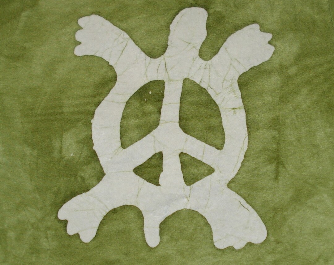 Peace Turtle Tee Shirt Kids Batik Avocado Green CUSTOM - Etsy