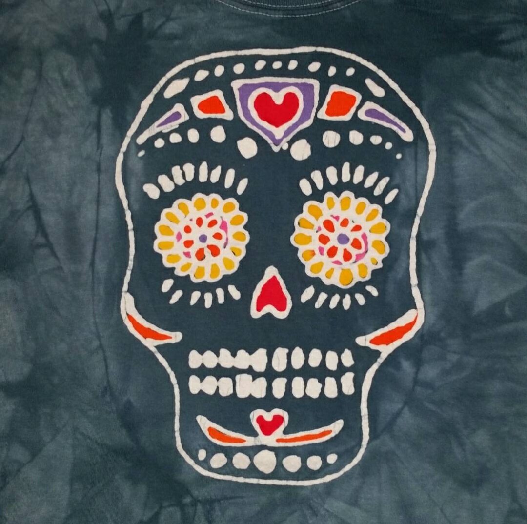 Sugar Skull Dia De Los Muertos Day of the Dead Batik Tee Shirt - Etsy