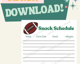 Printable Cheerleading Team Game Day Snack Schedule 8.5x11 - Etsy