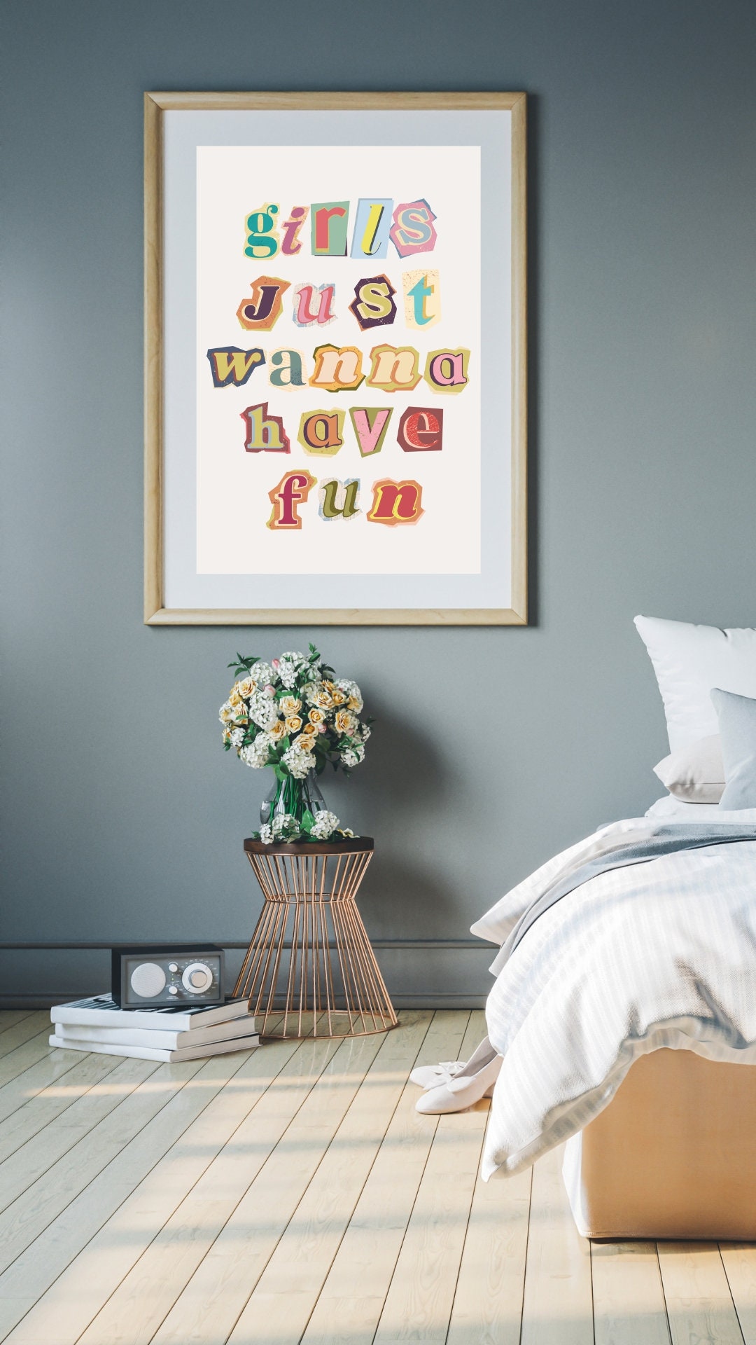 Girls Just Wanna Have Fun Poster, Fun Wall Art, Girly Artwork, Funky ...