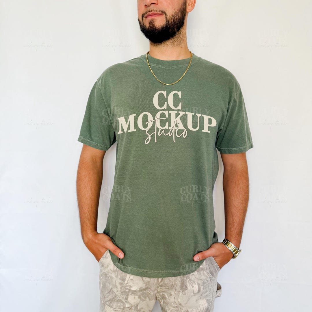 Comfort Colors 1717 Sage Shirt Mockup | CC1717 Green T-shirt Mockup ...
