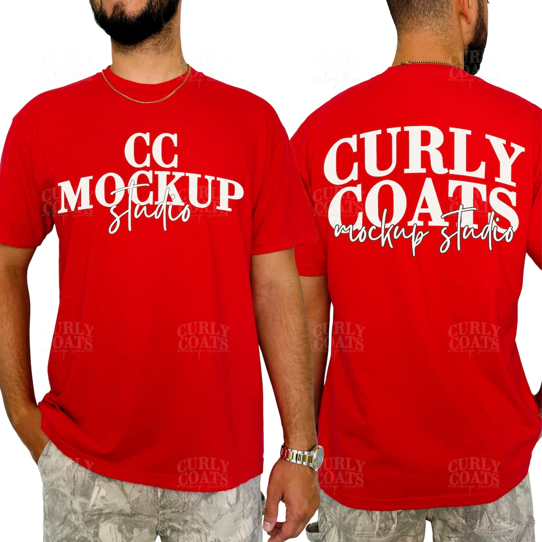 Front and Back Comfort Colors Red Mockup, C1717 Red Shirt Mockup ...