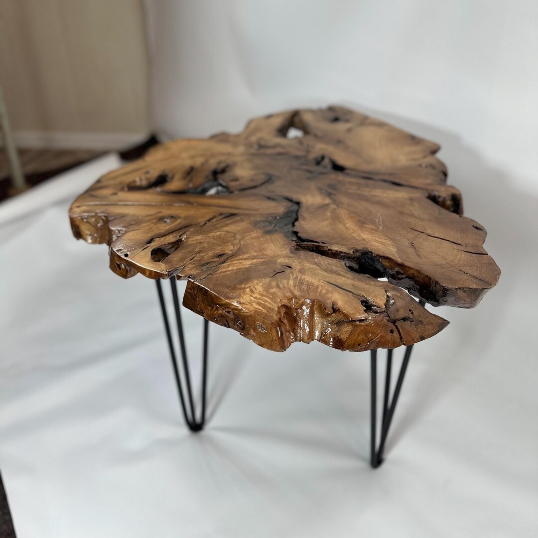 Wood Live Edge Table Top Walnut Root Wood Varnish Unique Wood Live Edge Coffee Table Exclusive ...