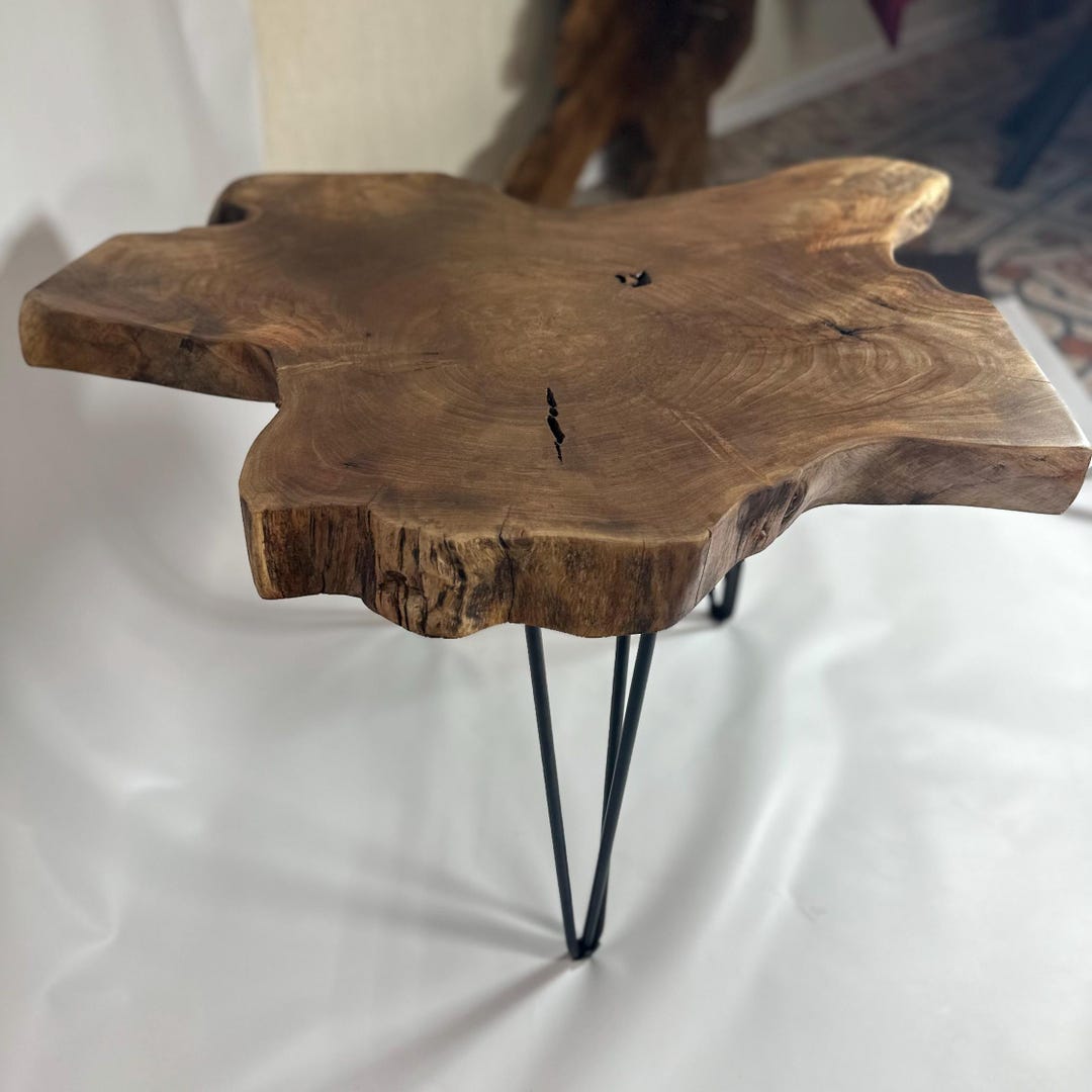 Wood Live Edge Table Top One of Kind Walnut Root Oil Wax Processing ...