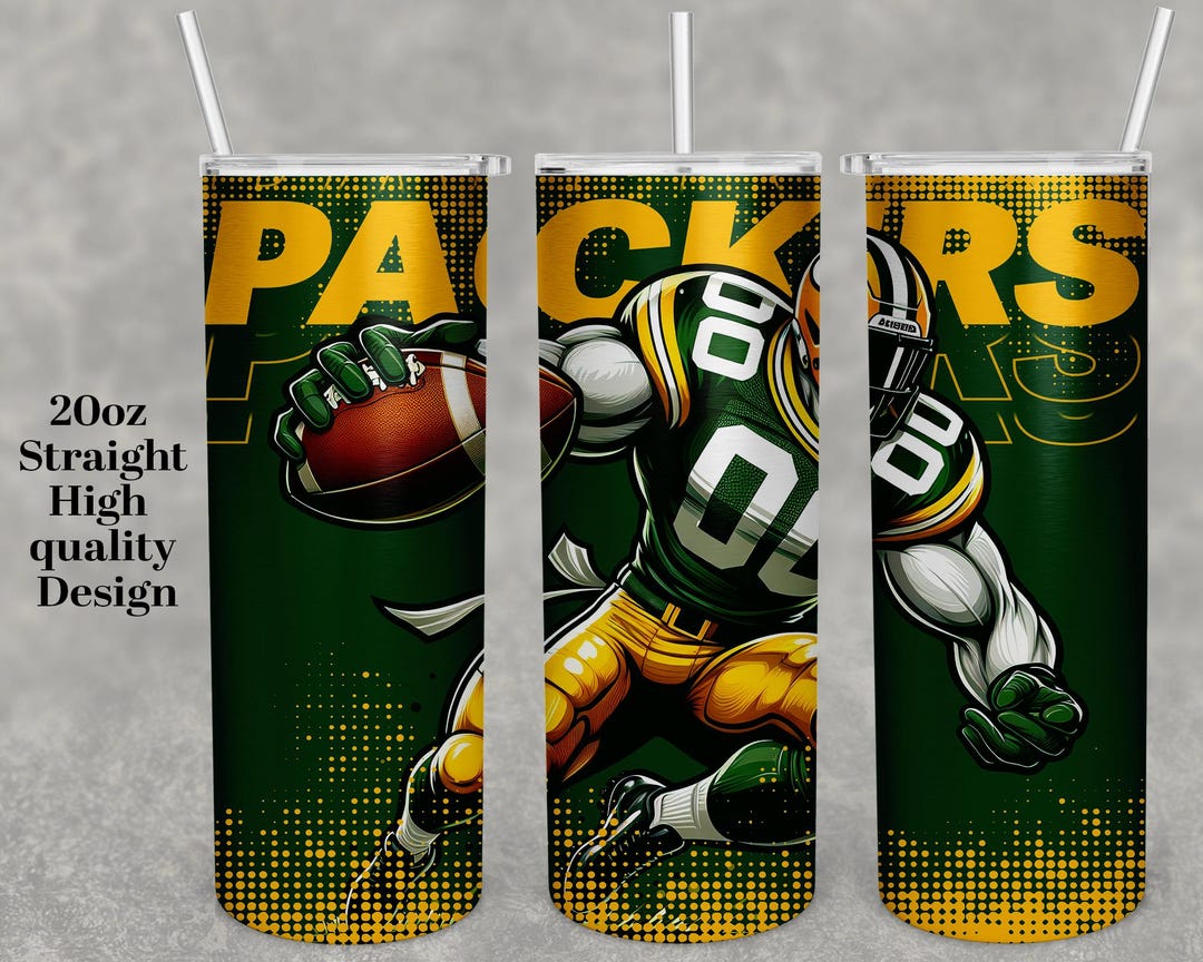 Green Bay Tumbler 20 Oz Skinny Stitch Tumbler Sublimation Designs, Full ...