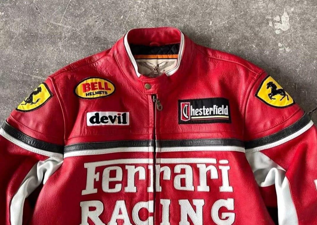 Ferrari Motorbike Leather Jacket, Vintage Cowhide Leather Jacket - Etsy