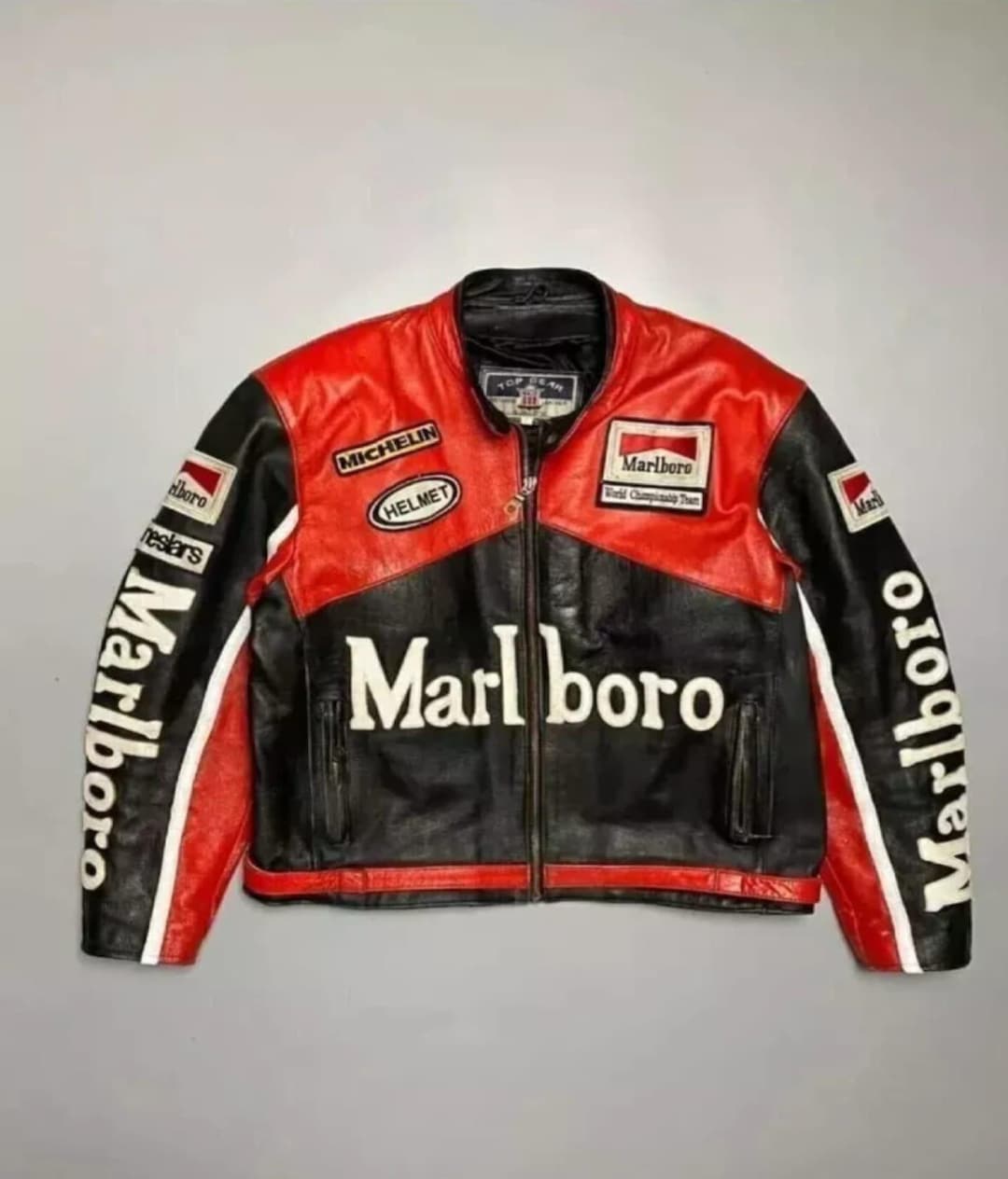 Marlboro Red and Black Vintage Racing Leather Jacket - Etsy
