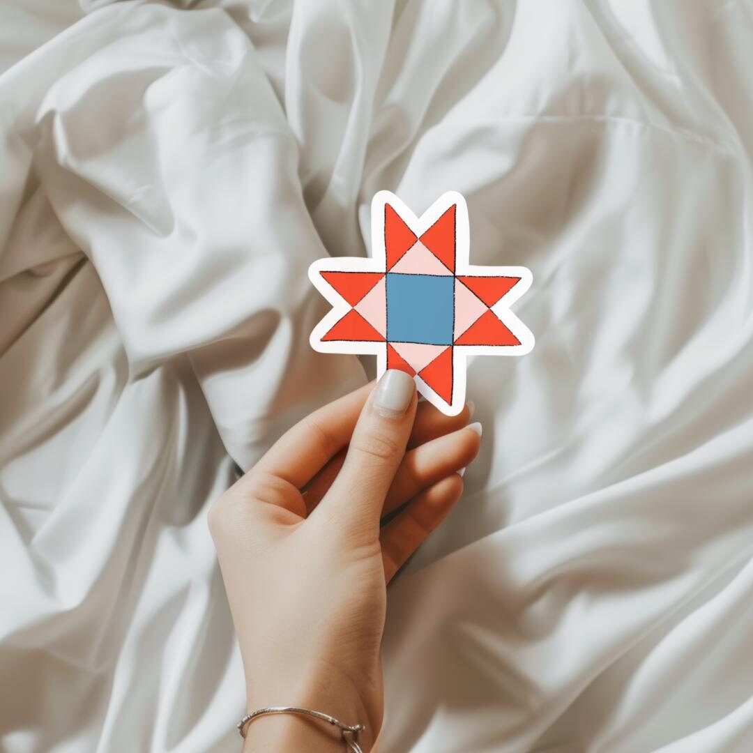 Ohio Star Quilt Block Vinyl Sticker, Waterproof Sticker, Sewing Water ...