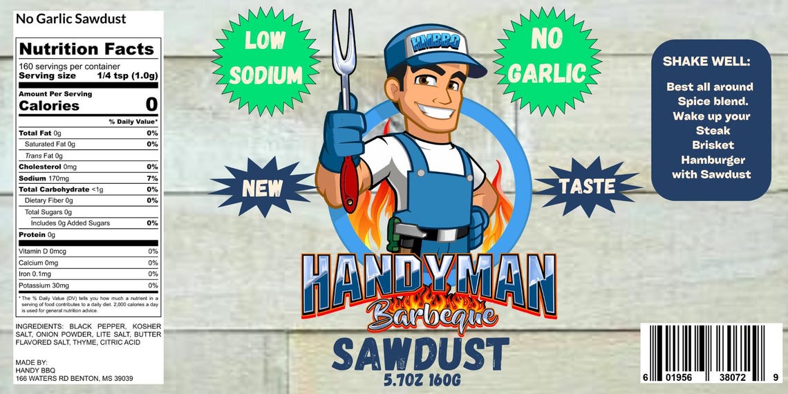 No Garlic Handyman Sawdust Seasoning Rub - Etsy