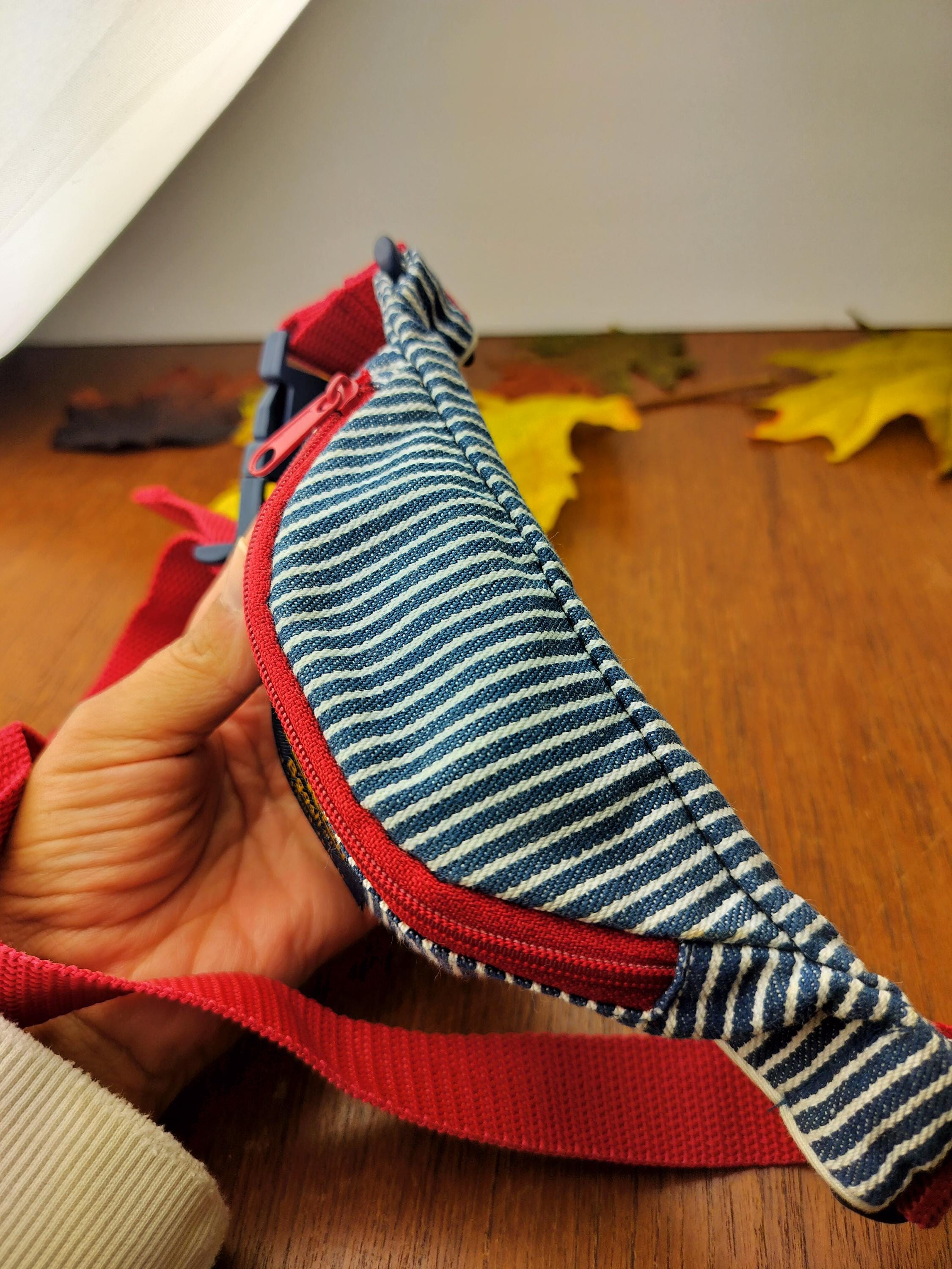Vintage Osh Kosh B'gosh Denim Blue Stripe MINI Belt Bag Fanny Pack ...