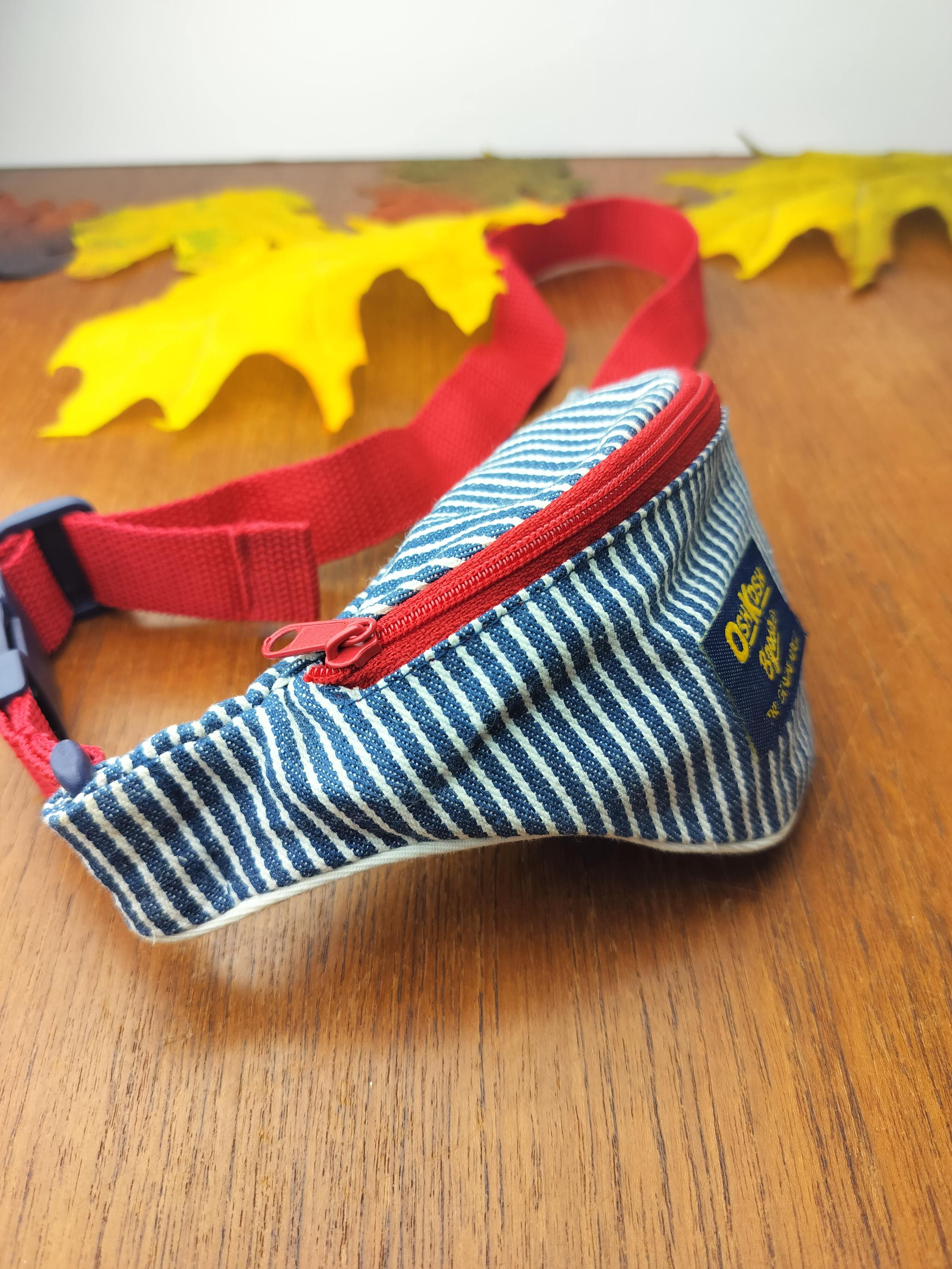 Vintage Osh Kosh B'gosh Denim Blue Stripe MINI Belt Bag Fanny Pack ...