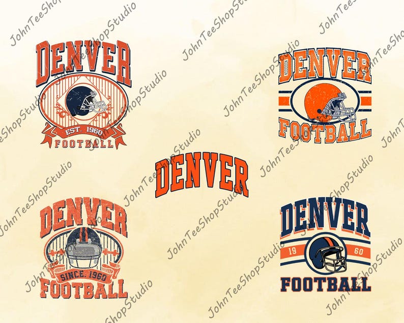 5 File Vintage Denver Football PNG, Retro Apparel Design (digital ...