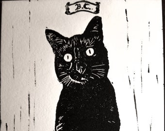 Black Ink Cat Print - Etsy