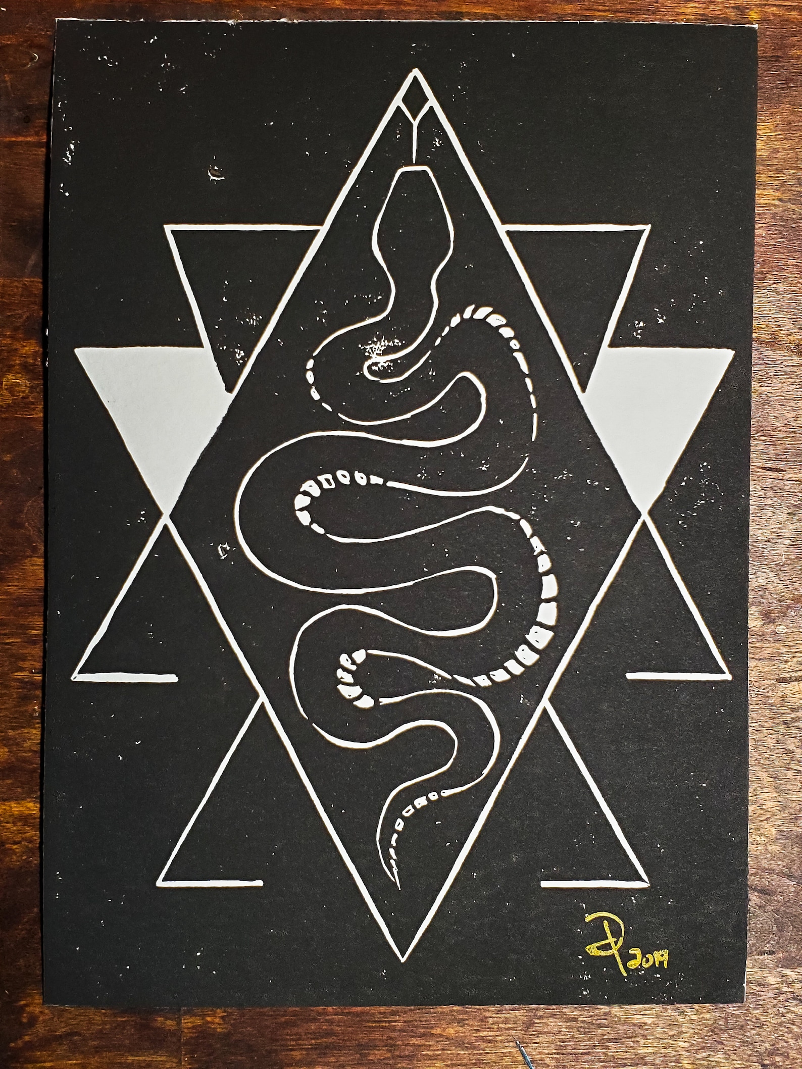 Snake Alchemy Transform Arsenic Ink Print Linoleum Print | Etsy