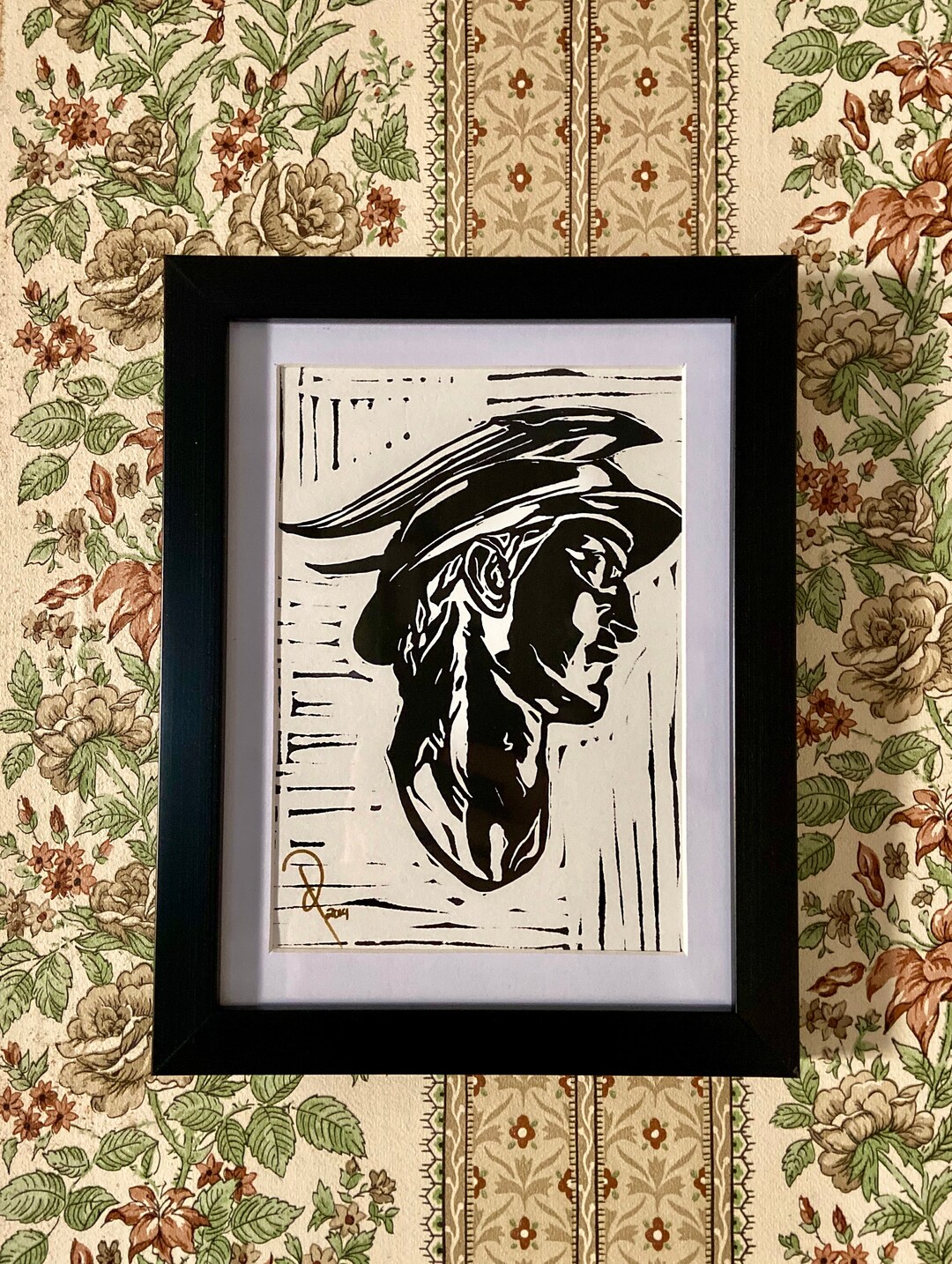 Black Ink Print Hermes - Original Handcrafted Linoleum Cut Print by ...