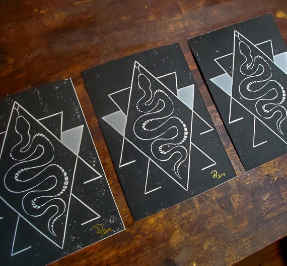 Snake Alchemy Transform Arsenic Ink Print Linoleum Print | Etsy