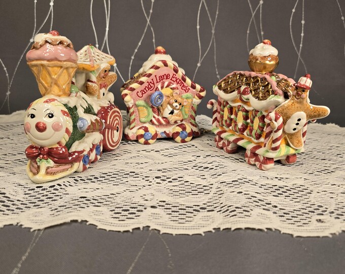 Fitz & Floyd Ceramic Train Set "candy Lane Express" - 3 Piece Tabletop ...