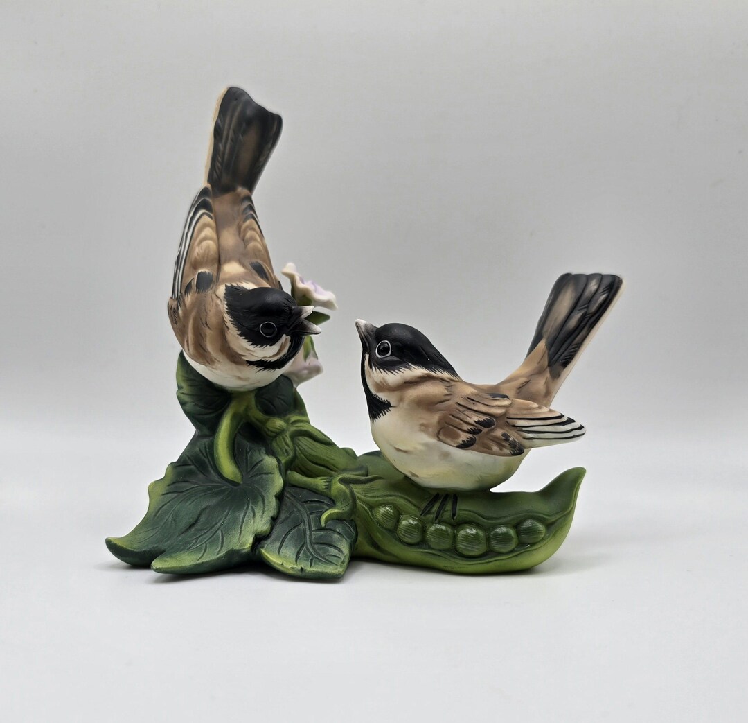 Classic Treasures Porcelain Figurine of Two Finches Perched on Sweet ...