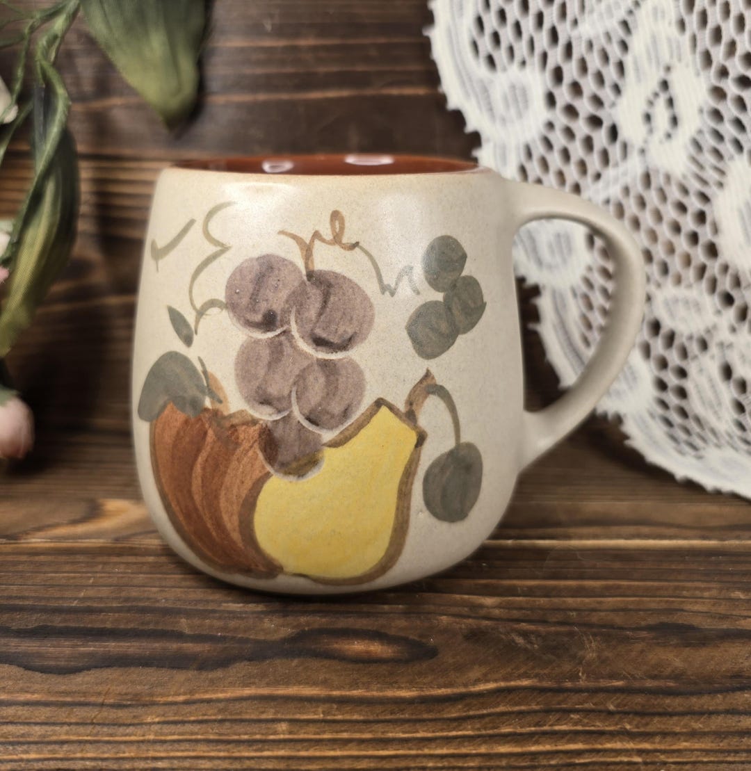 Vintage Chatham Potters Mug - "country Harvest" Hand-painted Stoneware ...