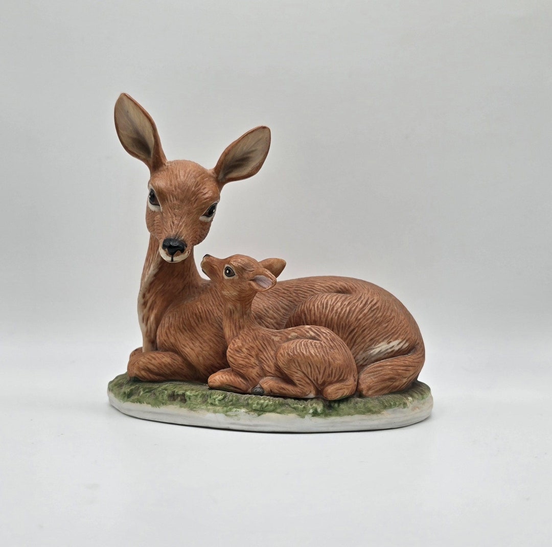 Doe and Fawn Vintage Ceramic Figurine Made by Homco Mother Deer and Her ...