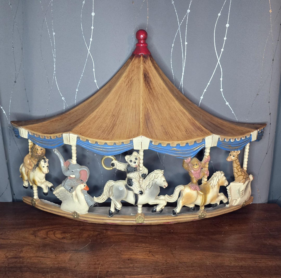 Vintage 1979 Homco Circus Animal Carousel Wall Decor - Nursery Art ...