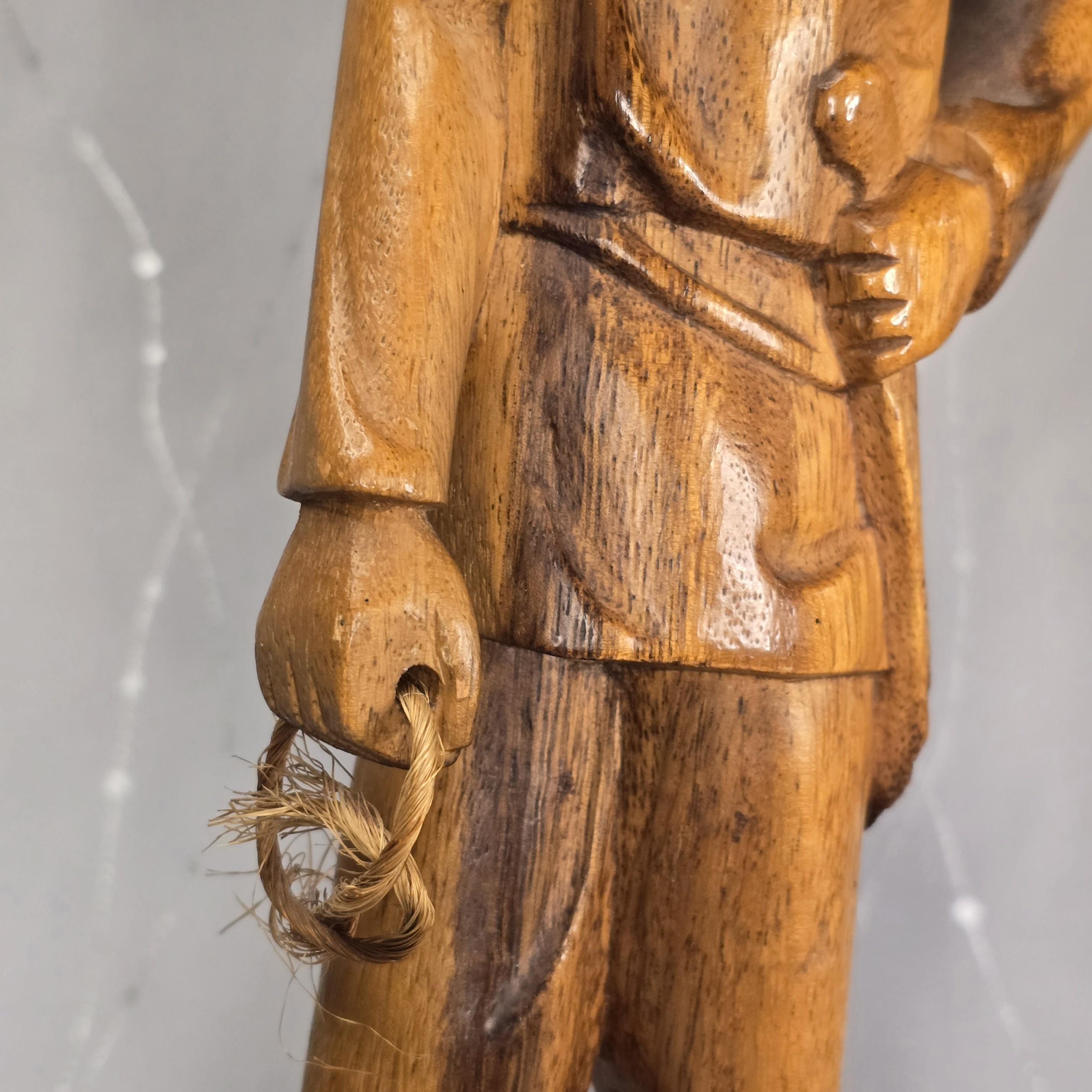 Acacia Wood Statue Pair, Filipino Hand Carved Folk Art - Vintage 1970s ...