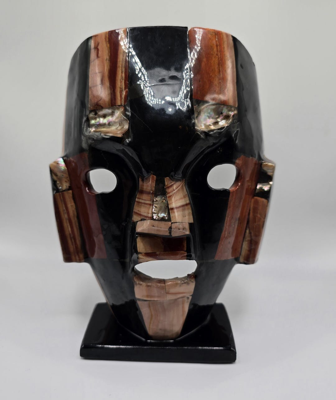 Mexican Mayan Funerary/burial Mask Folk Art Adorned With Mother of ...