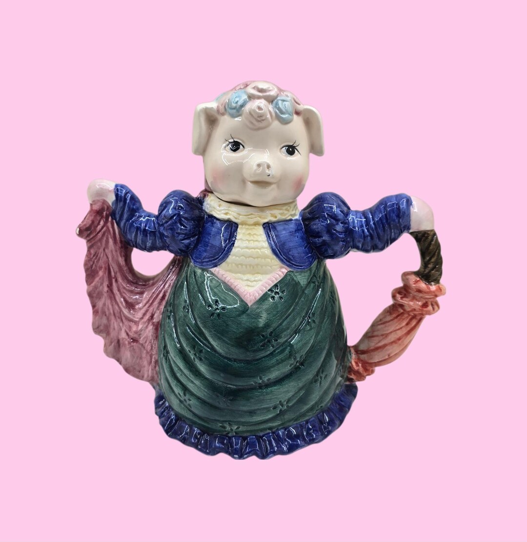 Whimsical Victorian Pig Ceramic Teapot - Collectible Animal Teapot - Etsy