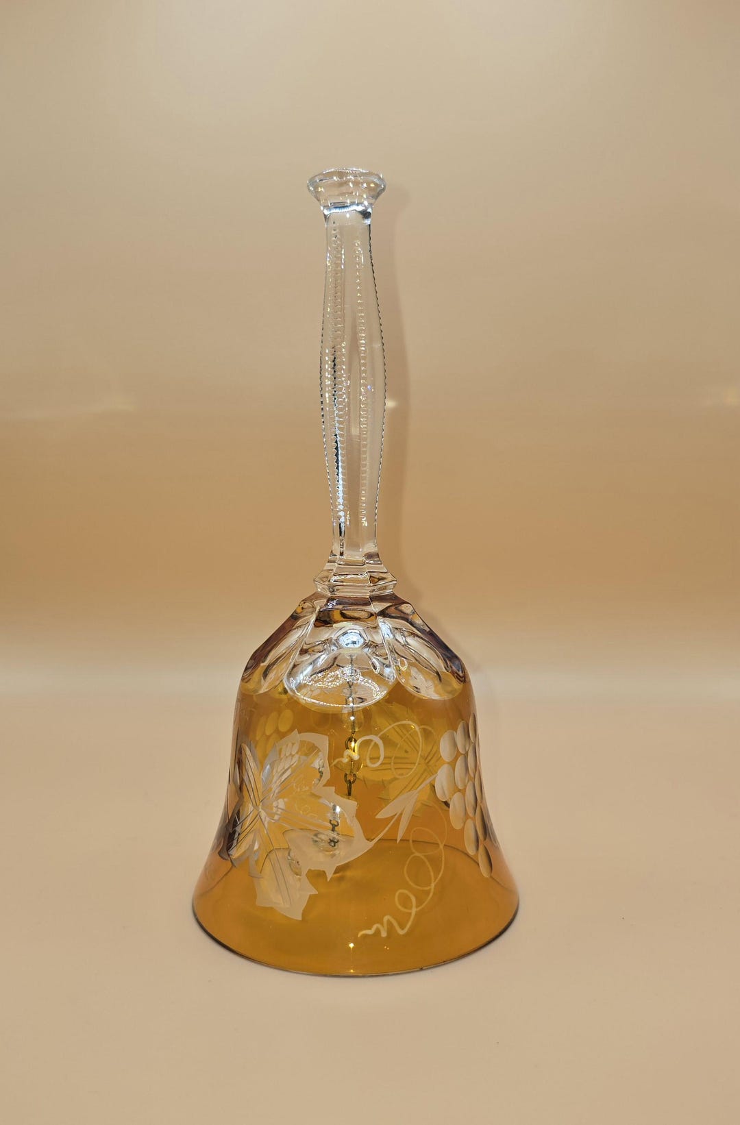 Amber House of Goebel Lead Crystal Bell With Glass Clapper Grapevine ...