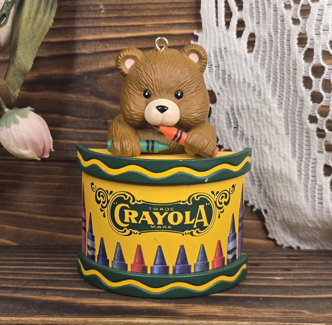 Vintage 1992 Crayola Crayons Teddy Bear Plastic Christmas Ornament - Etsy