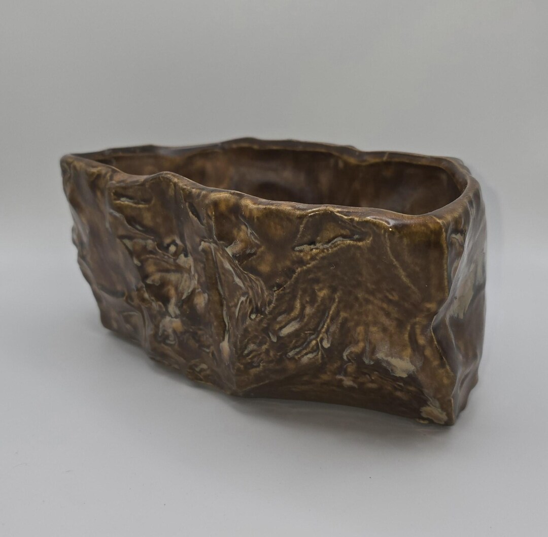 Mccoy Pottery Vintage Ceramic Planter Floraline #553, Rustic Brown ...